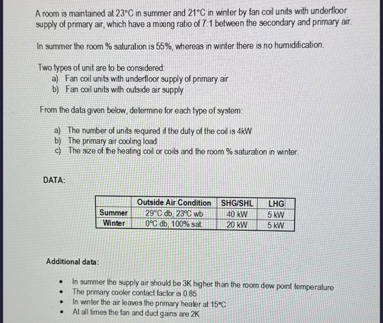 Solved A room is maintained at 23°C ﻿in summer and 21°C ﻿in | Chegg.com