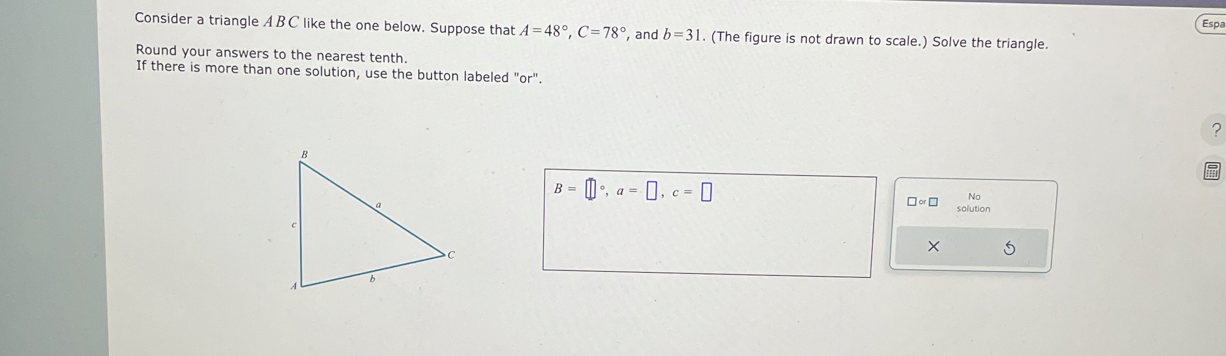Solved Consider a triangle ABC like the one below. Suppose | Chegg.com