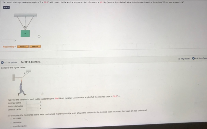 Solved Two identical strings making an angle of 9 - 29.3° | Chegg.com