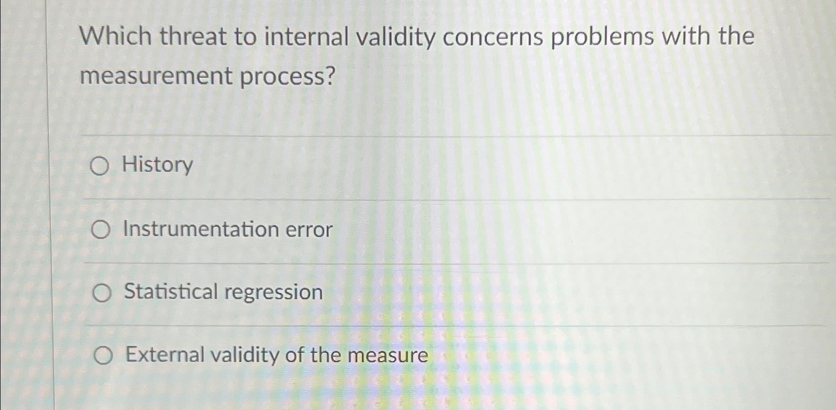 Solved Which threat to internal validity concerns problems | Chegg.com