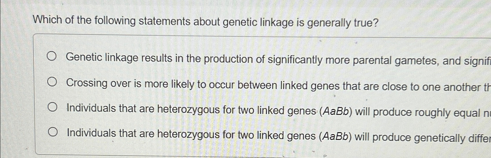 Solved Which of the following statements about genetic | Chegg.com