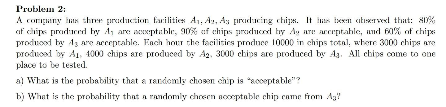 Solved Problem 2: A company has three production facilities | Chegg.com