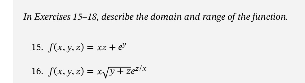 Solved In Exercises 15-18, ﻿describe the domain and range of | Chegg.com