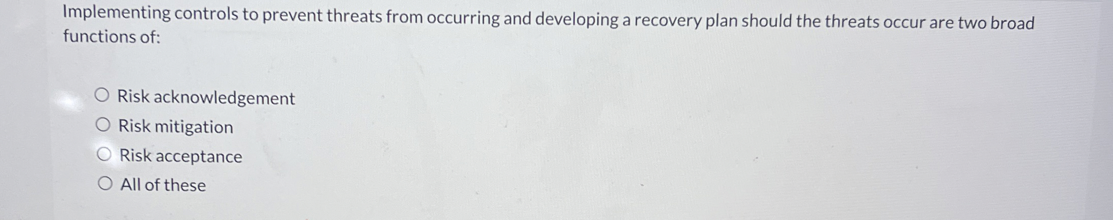 Solved Implementing controls to prevent threats from | Chegg.com