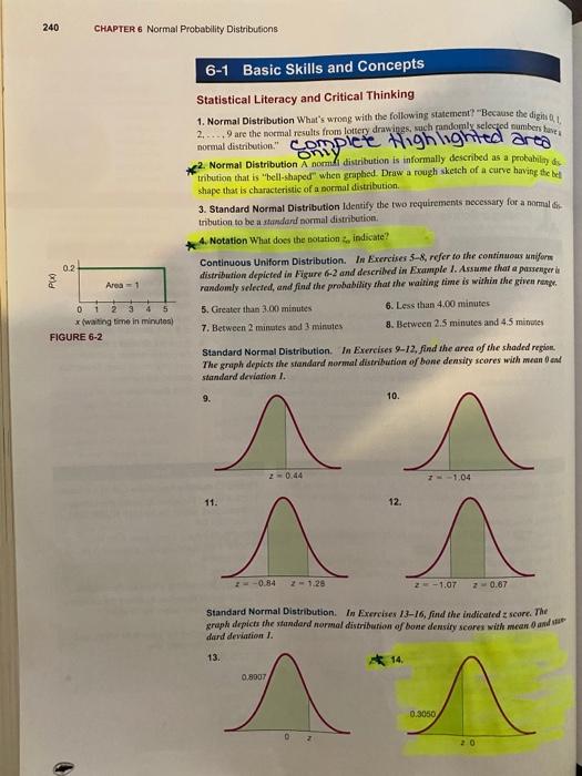 Solved 240 CHAPTER 6 Normal Probability Distributions 6-1 | Chegg.com