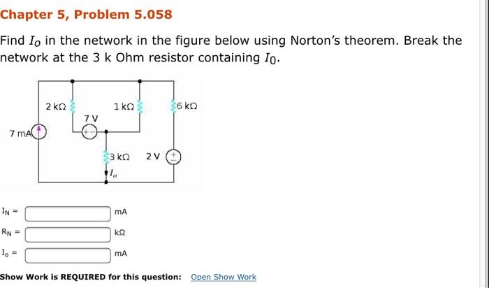 Solved Chapter 5, Problem 5.058 Find Io in the network in | Chegg.com