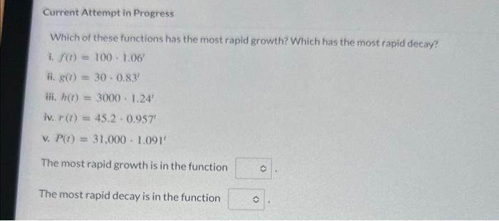 Solved Which of these functions has the most rapid growth? | Chegg.com