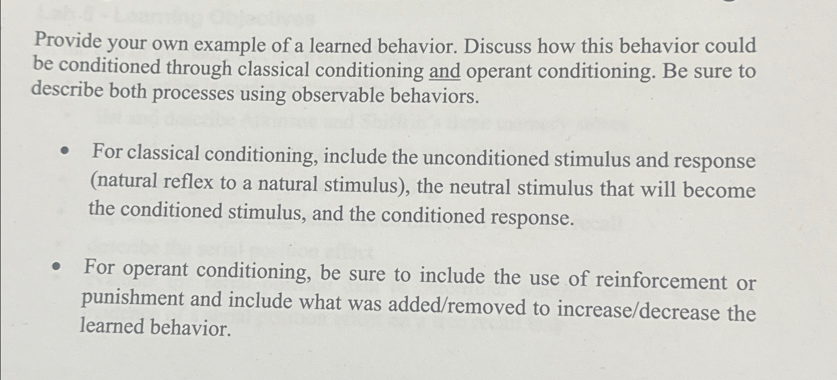 Solved Provide your own example of a learned behavior. | Chegg.com