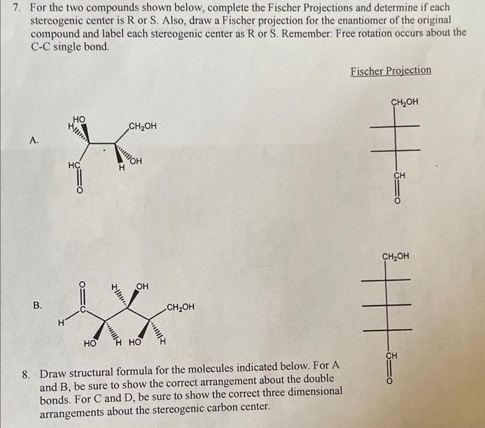 Solved For the two compounds shown below, complete the | Chegg.com
