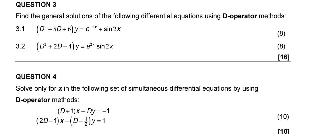 Solved QUESTION 3 Find the general solutions of the | Chegg.com