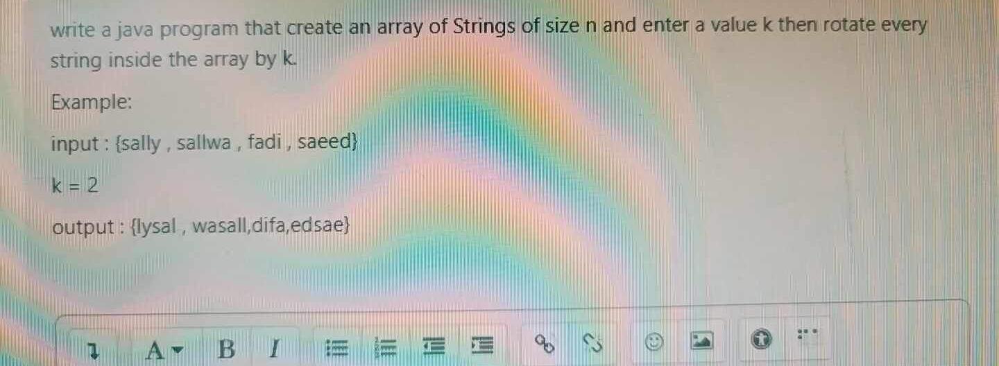 Solved write a java program that create an array of Strings | Chegg.com