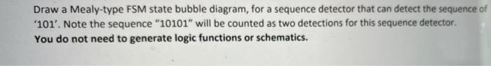 Solved Draw a Mealy-type FSM state bubble diagram, for a | Chegg.com