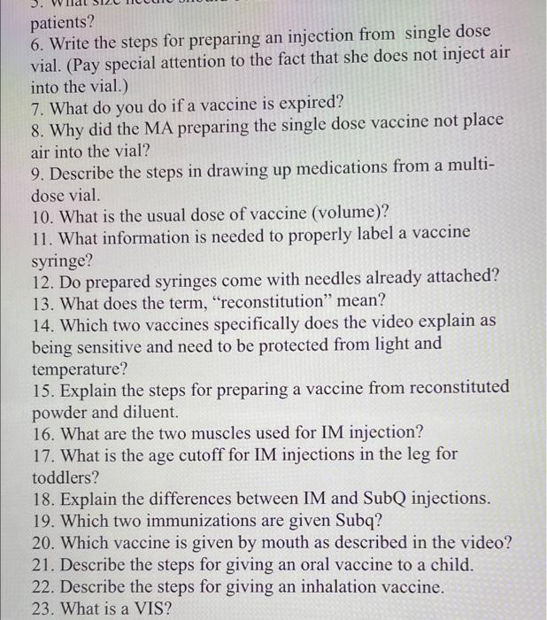 Solved 2. patients? 6. Write the steps for preparing an | Chegg.com