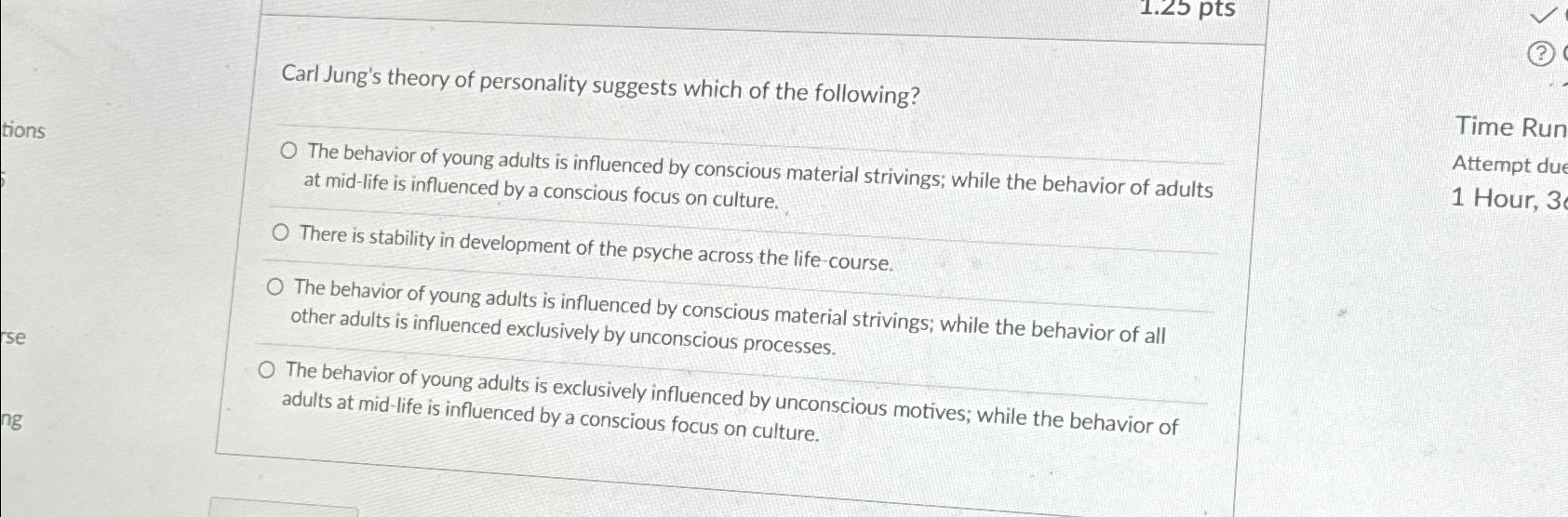 Solved Carl Jung's theory of personality suggests which of | Chegg.com
