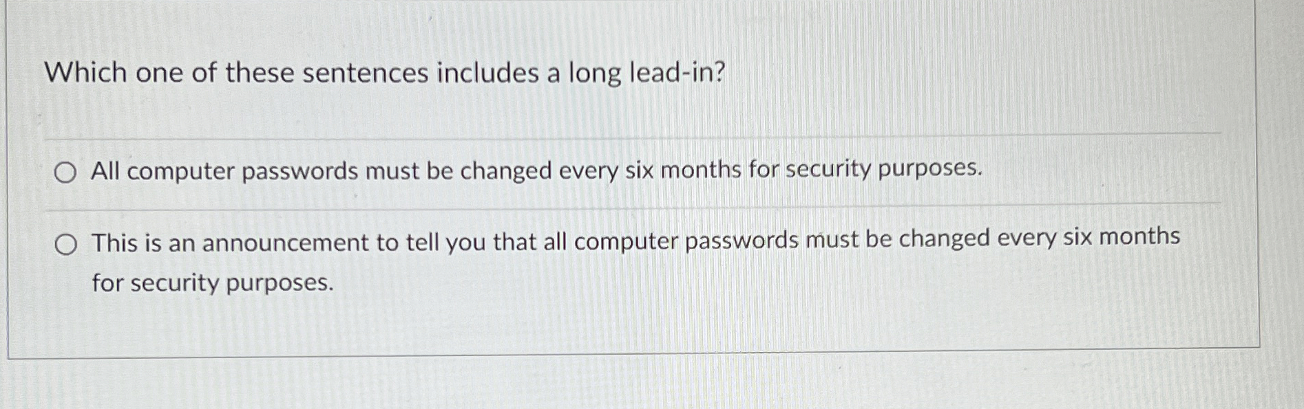 Solved Which one of these sentences includes a long | Chegg.com