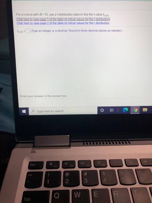 Solved For a t-curve with df = 15, use a t-distribution | Chegg.com