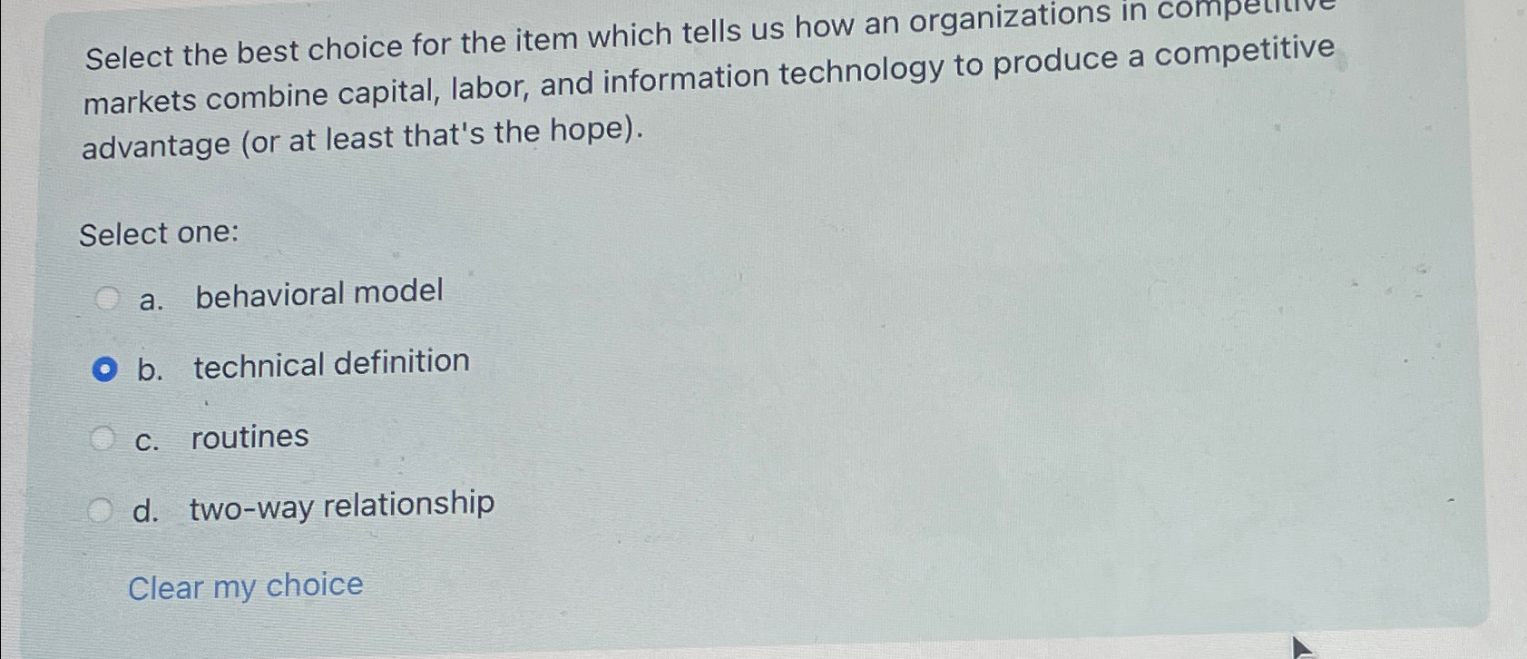 Solved Select the best choice for the item which tells us | Chegg.com