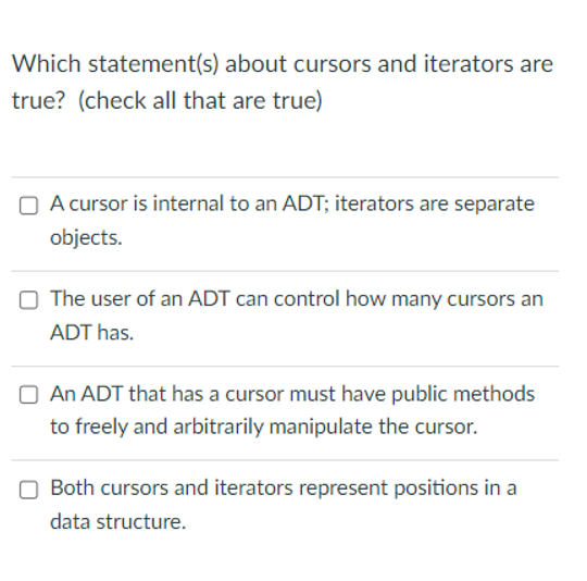 Solved Which Statements about Cursors And Iterators 4487