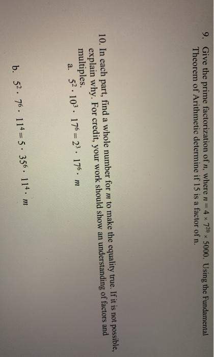 Solved 9. Give the prime factorization of n, where n = 4*720 | Chegg.com