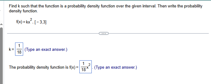 Solved Find k ﻿such that the function is ﻿a probability | Chegg.com