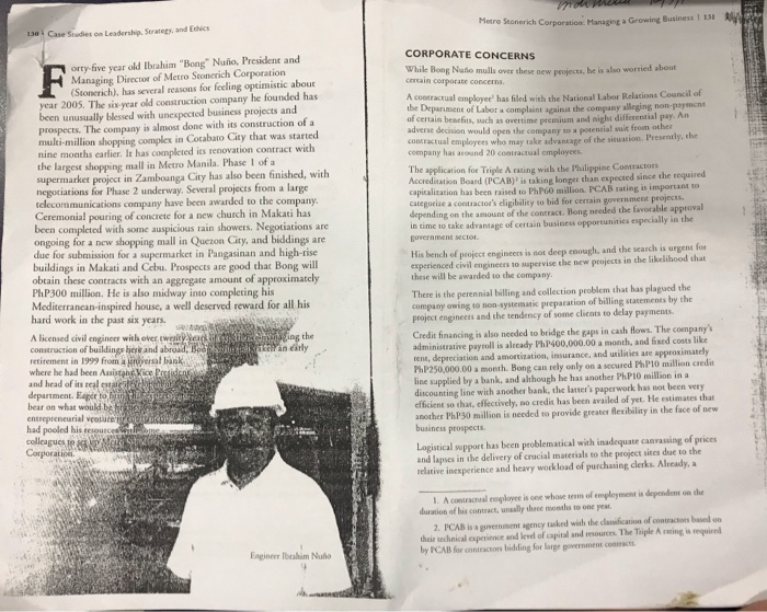 Metro Stonerich Corporation Managing a Growing | Chegg.com