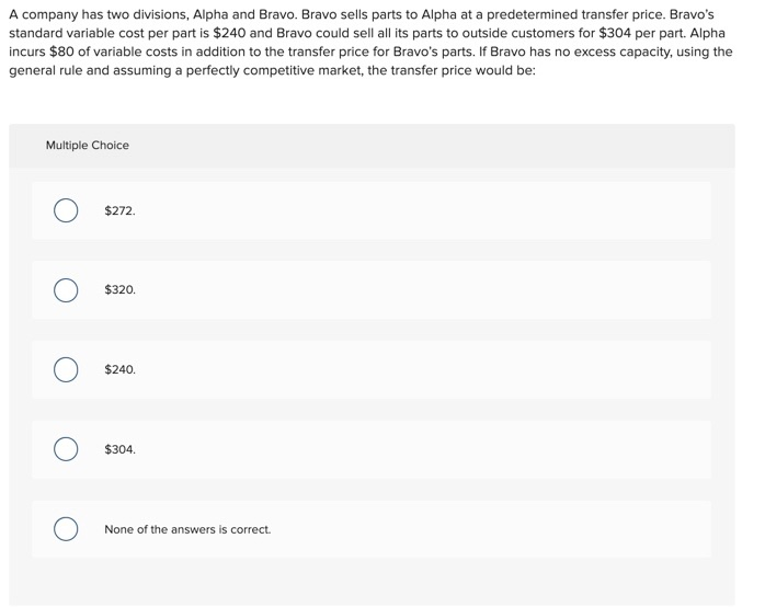 Solved A company has two divisions, Alpha and Bravo. Bravo | Chegg.com
