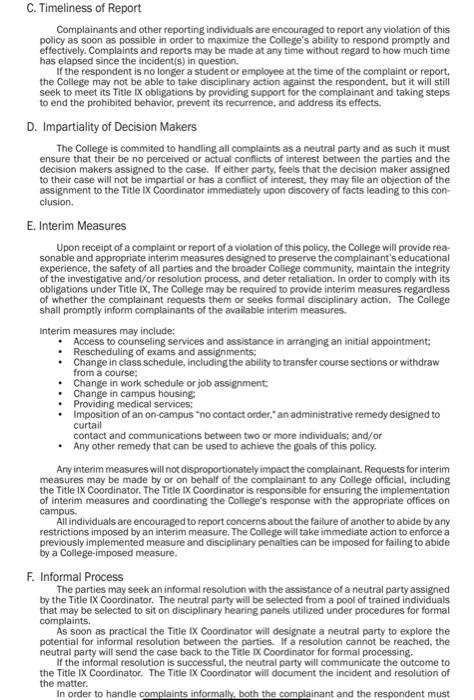 Solved C. Timeliness of Report Complainants and other | Chegg.com