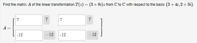 Solved Find the matrix A ﻿of the linear transformation | Chegg.com