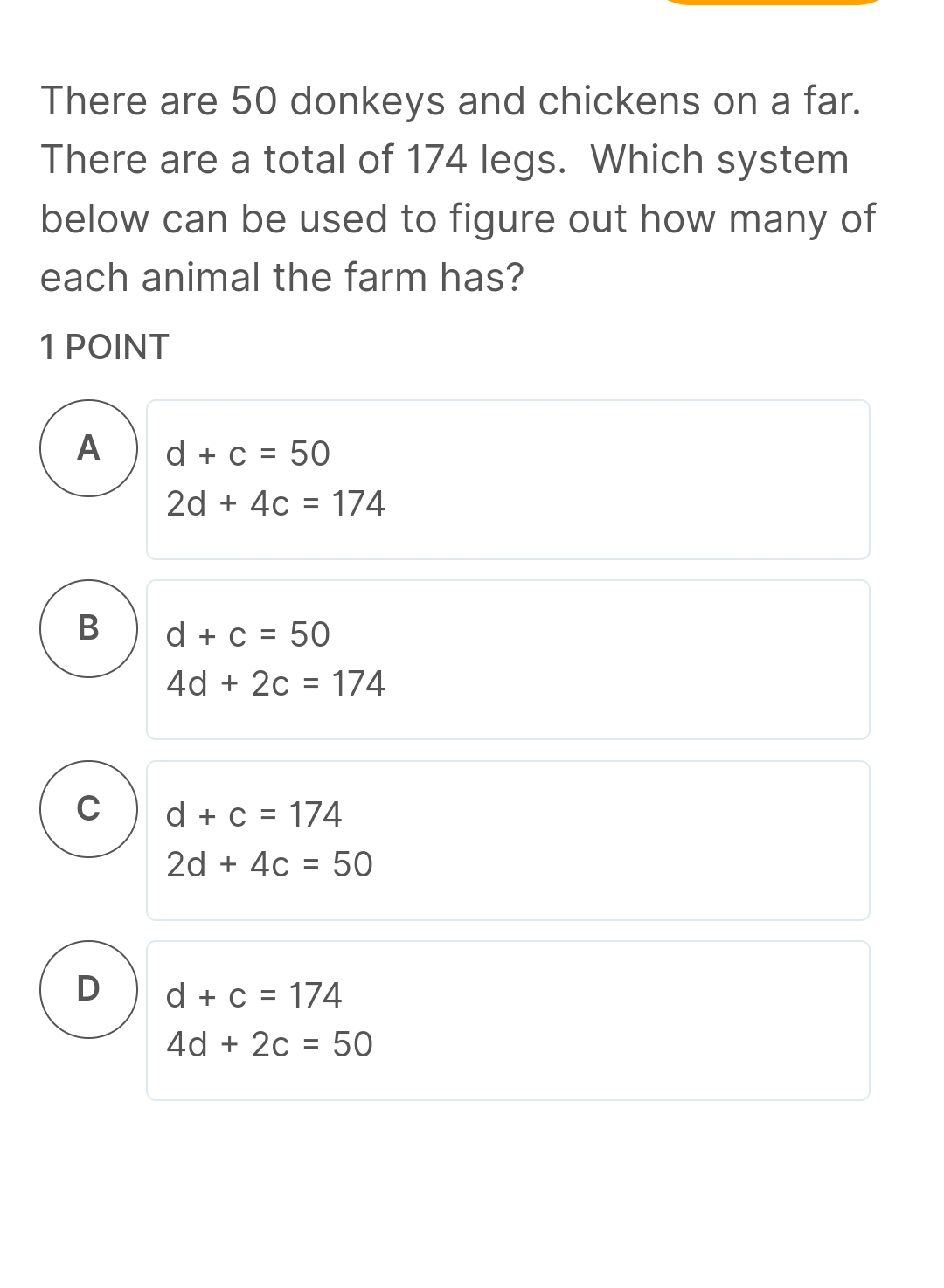Solved There are 50 ﻿donkeys and chickens on a far. There | Chegg.com