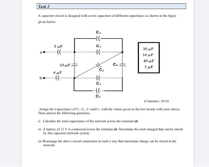 Solved Task 2A capacitor circuit is designed with seven | Chegg.com