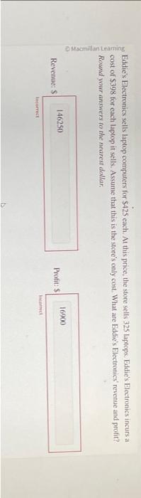 Solved Eddie's Electronics sells laptop computers for $425 | Chegg.com