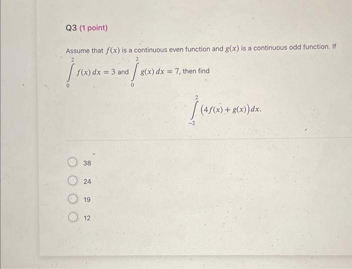 Solved Assume that f(x) is a continuous even function and | Chegg.com