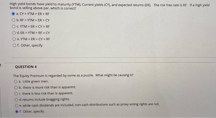 Solved High yield bonds have yield to maturity (YTM), | Chegg.com