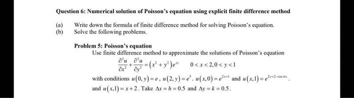 Solved Question 6: Numerical solution of Poisson's equation | Chegg.com