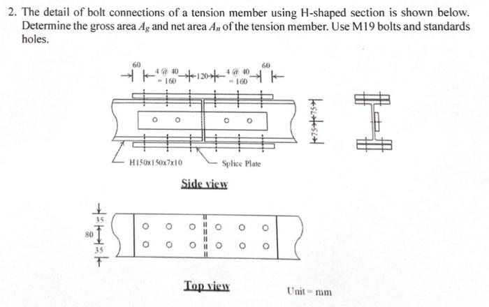 Solved 2. The detail of bolt connections of a tension member | Chegg.com