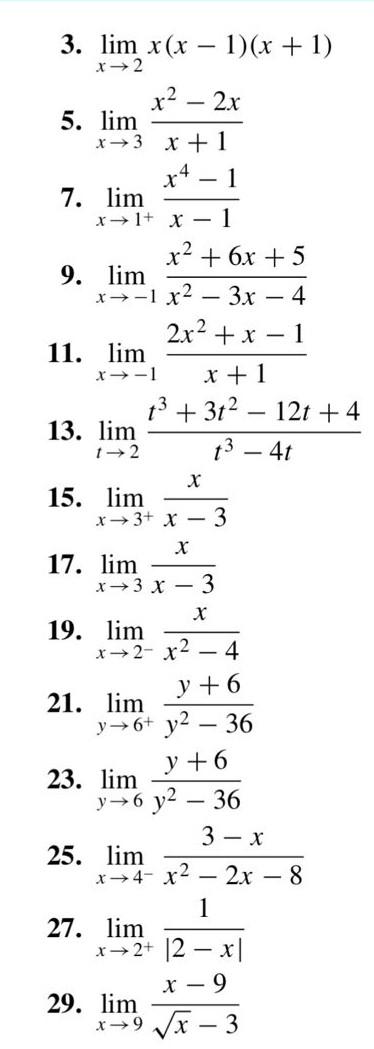 Solved 3. limx→2x(x−1)(x+1) 5. limx→3x+1x2−2x 7. | Chegg.com