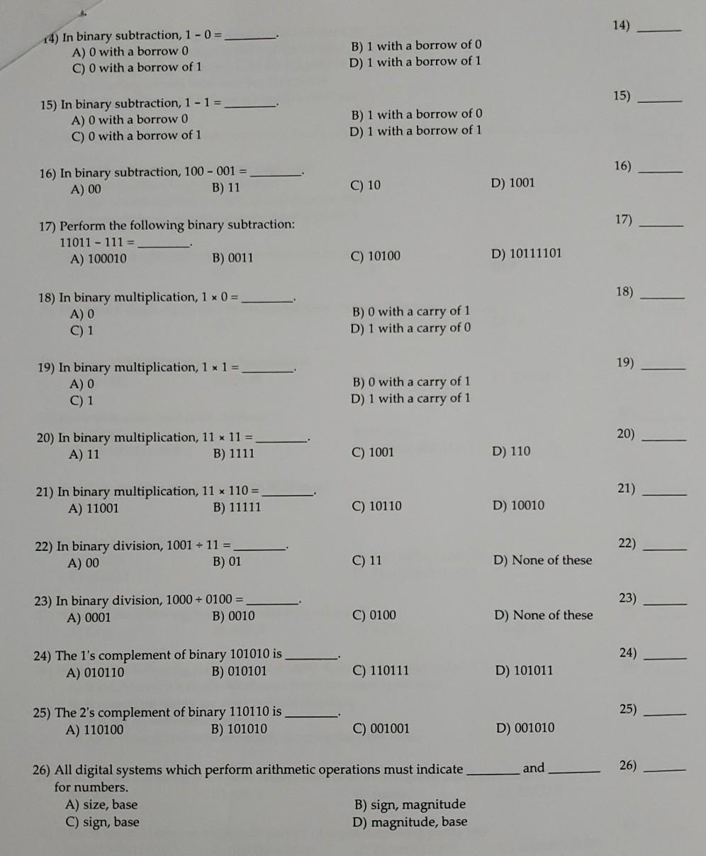 Solved 7) 7) How many binary digits are required to count to | Chegg.com
