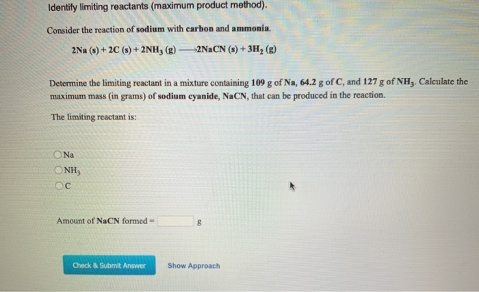 Solved Identify limiting reactants (maximum product method). | Chegg.com