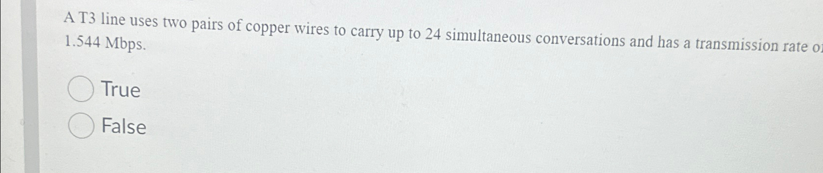 Solved A T3 ﻿line uses two pairs of copper wires to carry up | Chegg.com