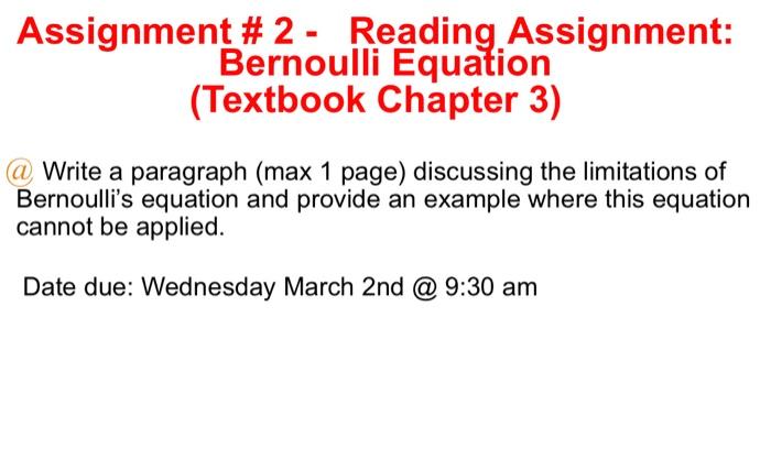 Solved Assignment # 2 - Reading Assignment: Bernoulli | Chegg.com