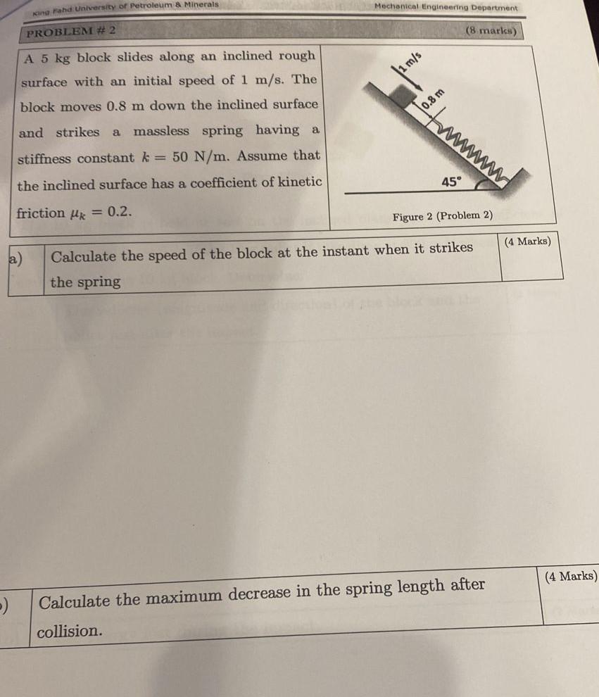 Solved A 5 kg block slides along an inclined rough surface | Chegg.com