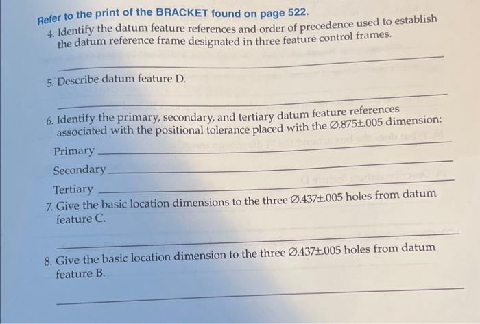 Solved Refer to the print of the BRACKET found on page 522. | Chegg.com
