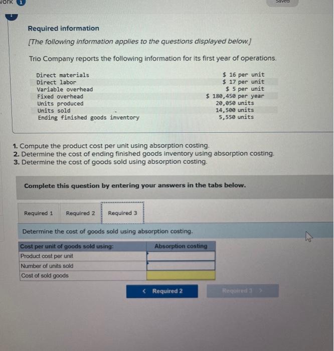 Solved Required information [The following information | Chegg.com
