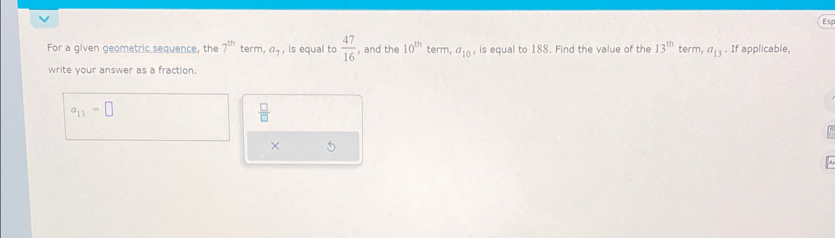 Solved For a given geometric sequence, the 7th ﻿term, a7, | Chegg.com