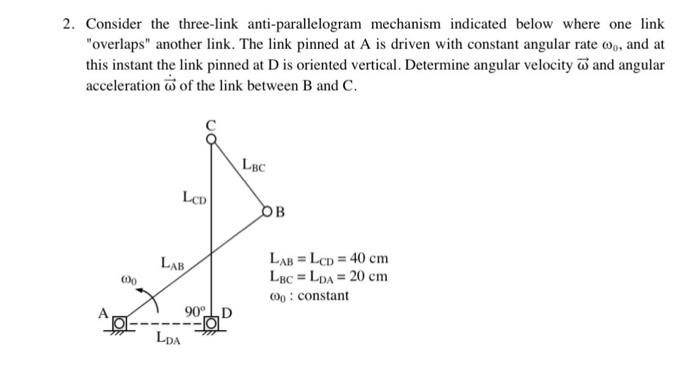 Solved 2. Consider the three-link anti-parallelogram | Chegg.com