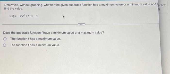 Solved Determine, without graphing, whether the given | Chegg.com