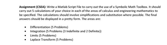 Solved Assignment (CSEA): Write a Matlab Script File to | Chegg.com