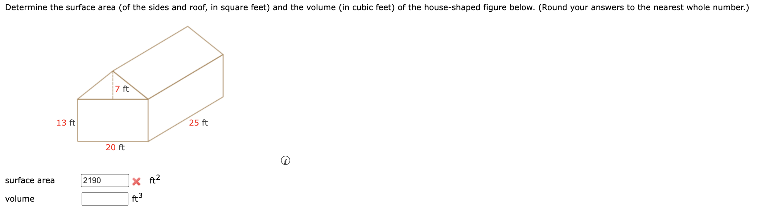 Determine the surface area (of the sides and roof, in | Chegg.com
