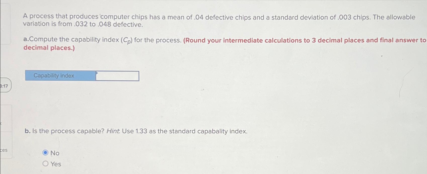 Solved A process that produces computer chips has a mean of | Chegg.com