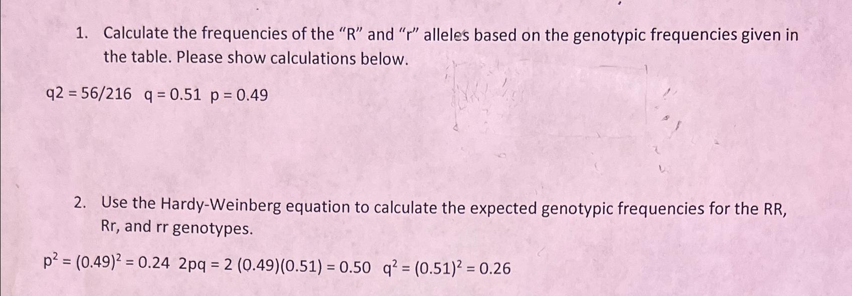 Solved Calculate the frequencies of the " R " ﻿and " r " | Chegg.com
